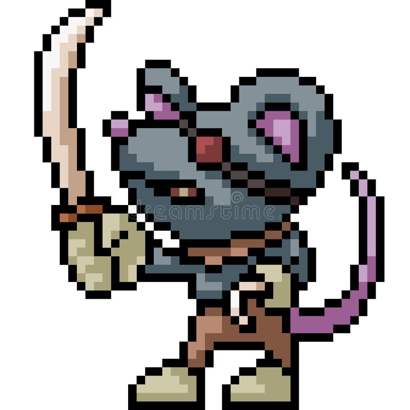 Vector Pixel Art Pirate Mouse Stock Vector - Illustration of sword ...