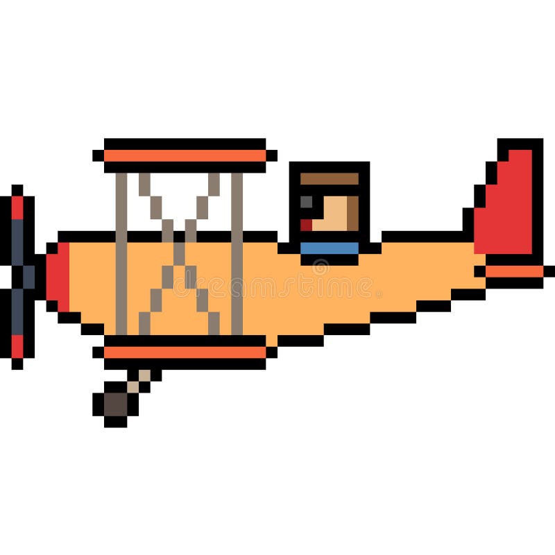 Vector Pixel Art Plane Pilot Stock Vector - Illustration of plane, side ...