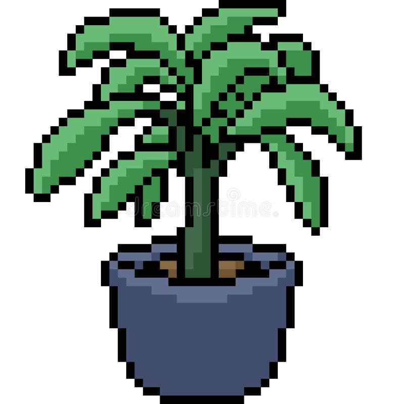 Vector pixel art plant pot stock vector. Illustration of white - 152309860
