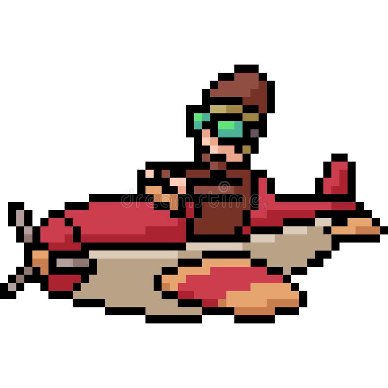 Pixel Art Plane Aircraft Flying in Sky Air Passenger Transport Airline ...