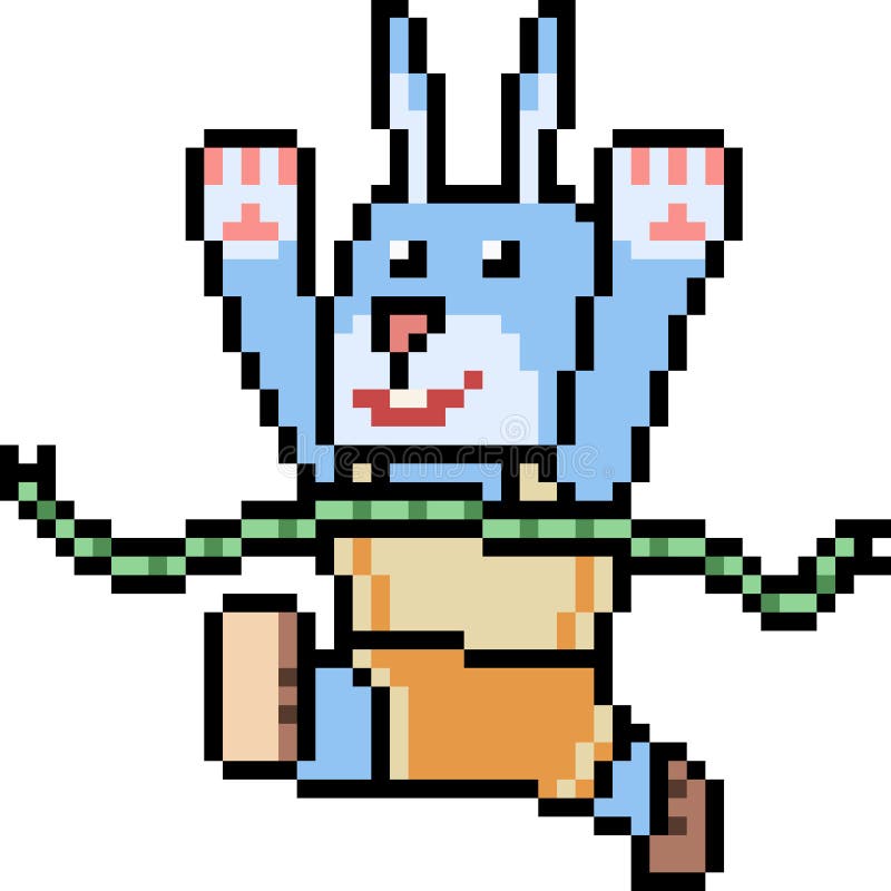 Vector Pixel Art Rabbit Run Stock Vector - Illustration of smile, icon ...