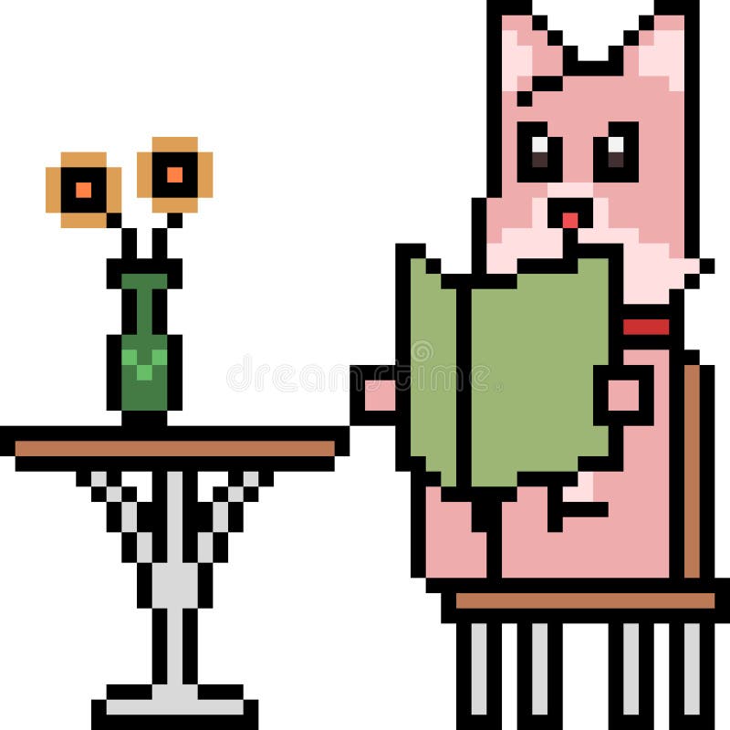 Vector pixel art read book stock vector. Illustration of character ...