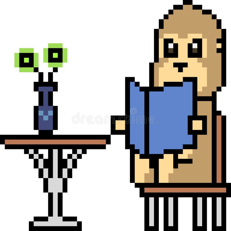 Vector pixel art read book stock vector. Illustration of flat - 93339066