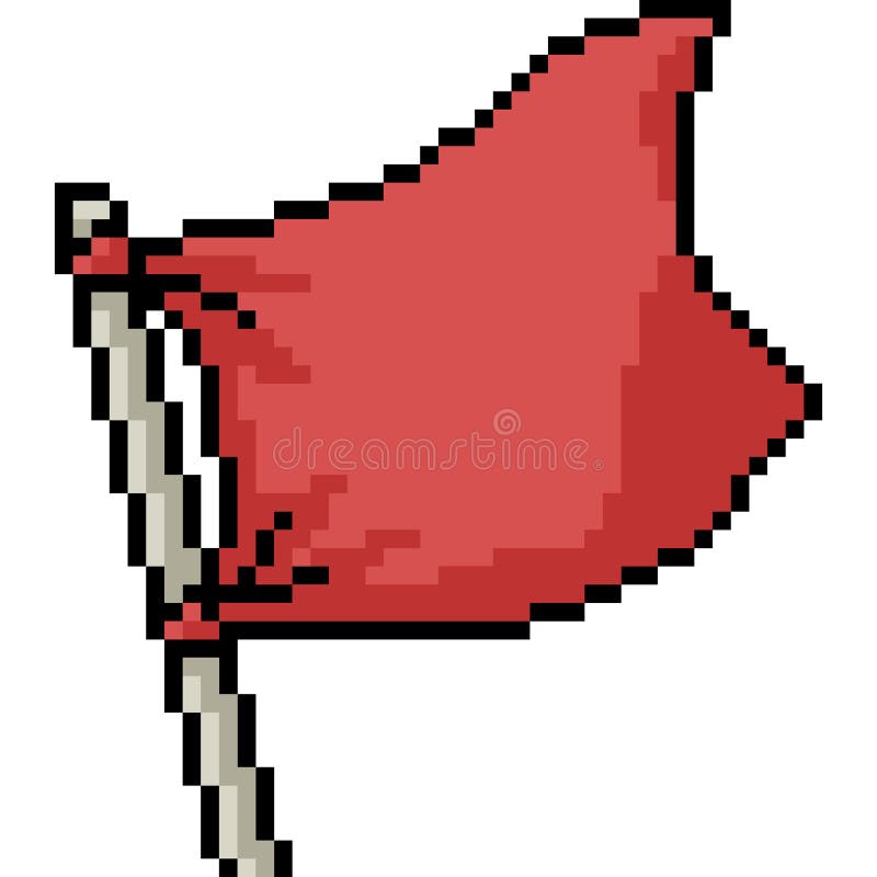 Vector pixel art red flag stock vector. Illustration of stick - 150694126