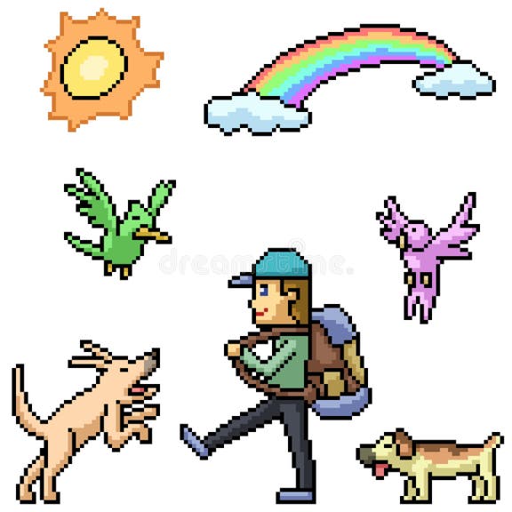 Vector Pixel Art Relax Walk Stock Vector - Illustration of rainbow ...