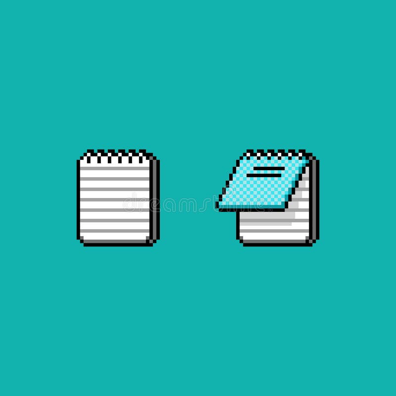 Vector Pixel Art Retro Computer Text Lined Paper Notebook Icon 8 Bit ...
