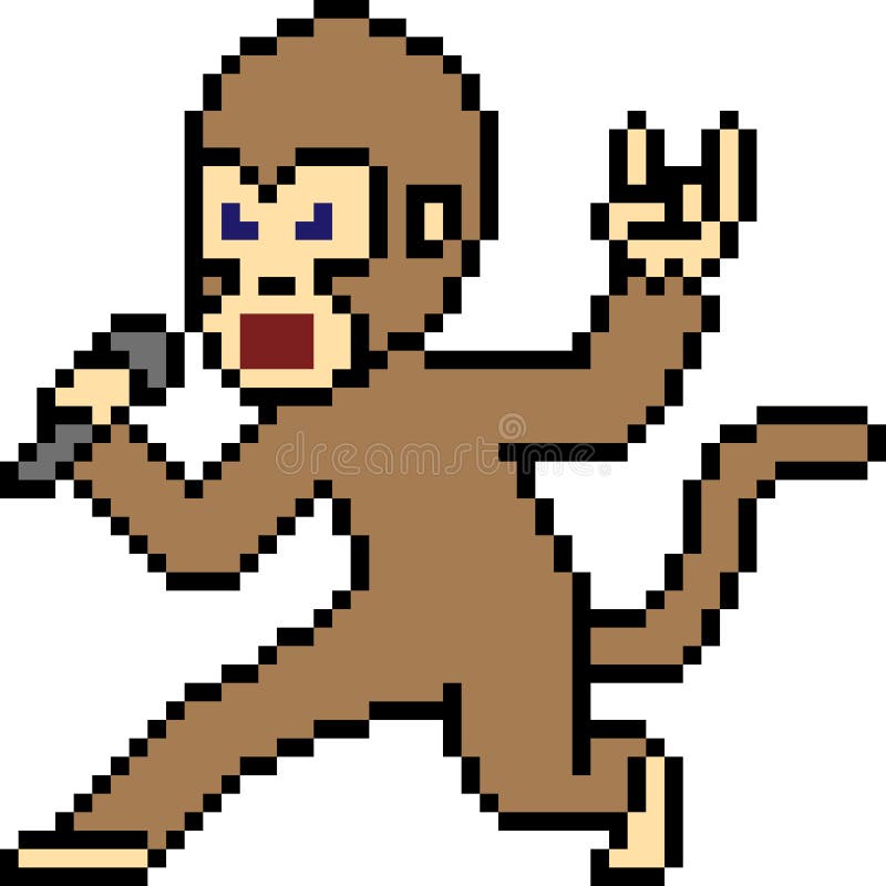 Vector Pixel Art Rock Monkey Stock Vector - Illustration of monkey ...