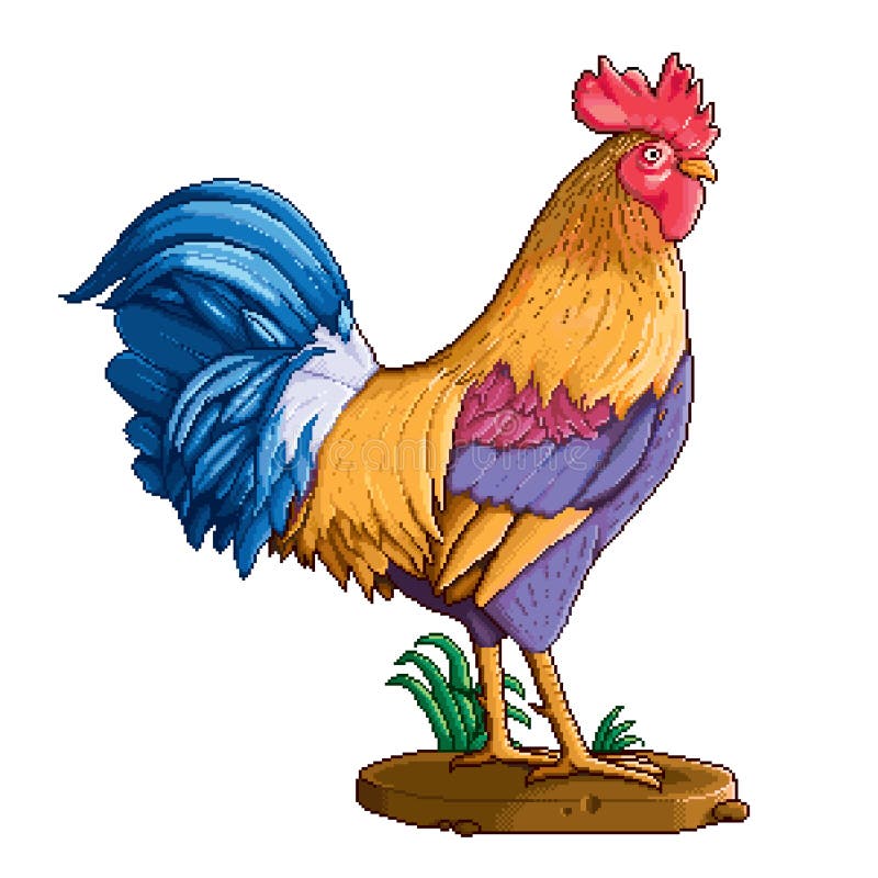 Vector Pixel Art Rooster in White Background Stock Vector ...