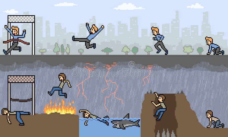 Vector Pixel Art Run through Obstacle Stock Vector - Illustration of ...