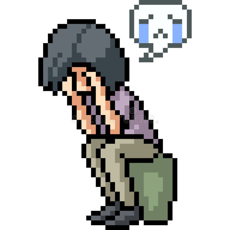 Vector Pixel Art Sad Depression Stock Vector - Illustration of cartoon ...