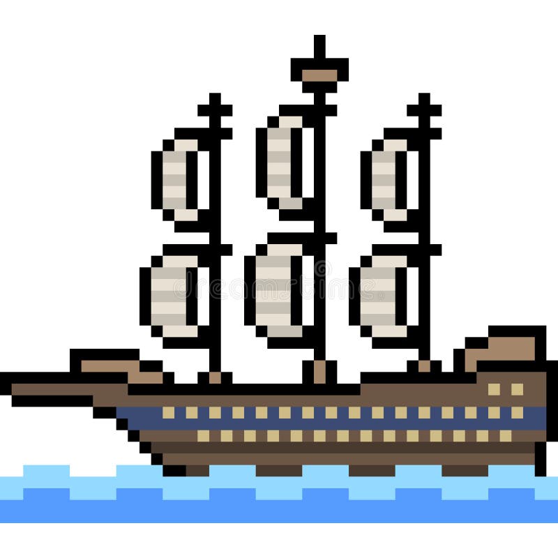 Pixel Art Ship Ocean Stock Illustrations – 180 Pixel Art Ship Ocean ...