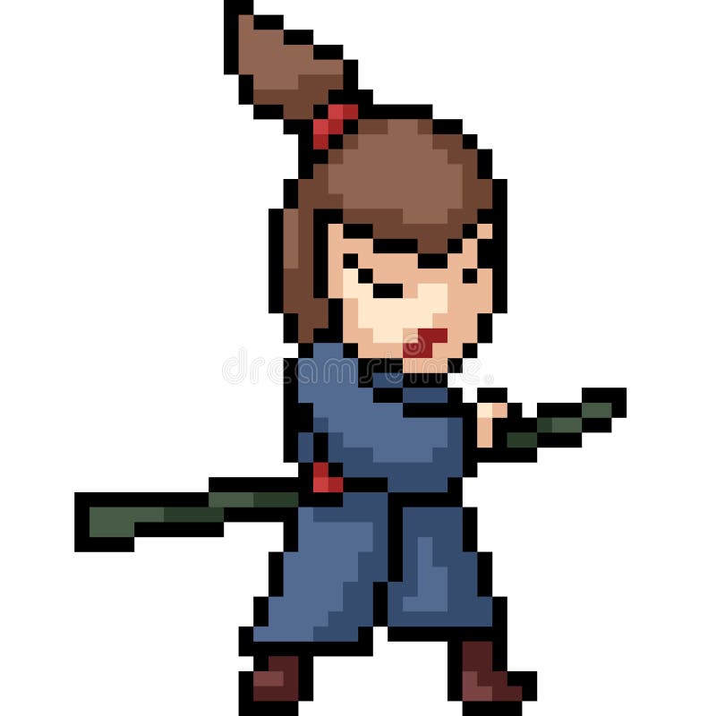 Vector Pixel Art Samurai Kid Stock Vector - Illustration of pixel ...