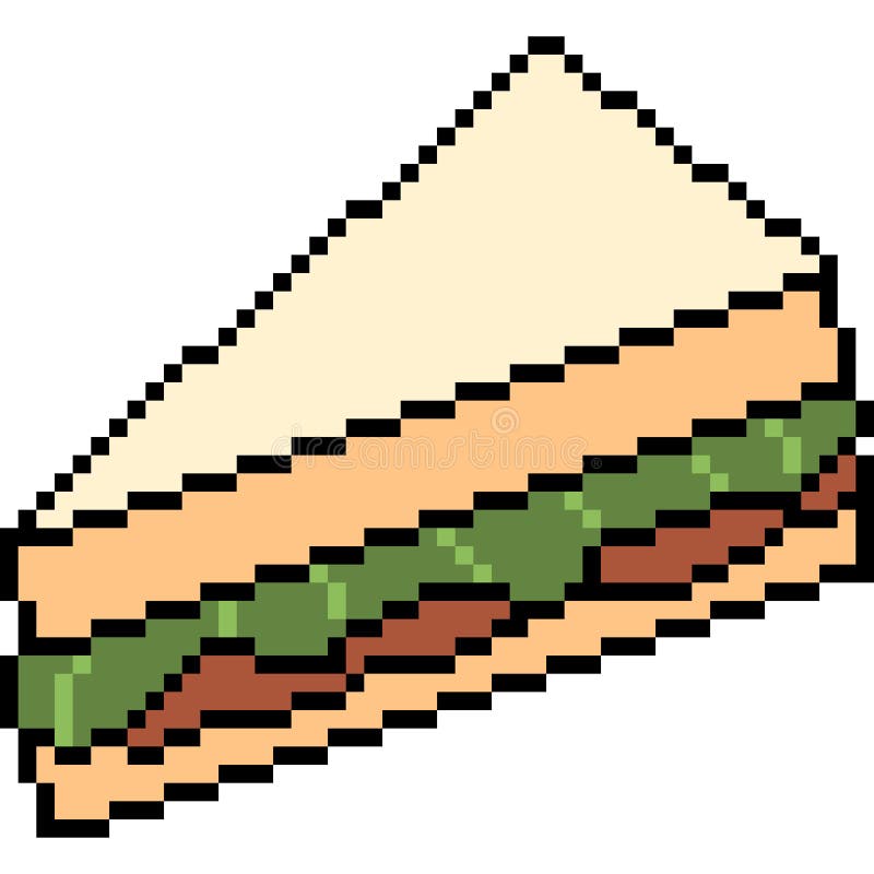 Pixel Art Sandwich Snack Fast Food Icon for 8bit Game Stock Vector ...
