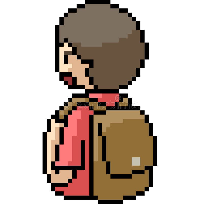 Vector Pixel Art School Boy Stock Vector - Illustration of back, vector ...