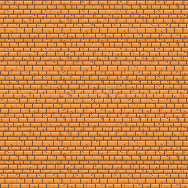 Vector Pixel Art Seamless Pattern of Cartoon Red Brick Background Wall ...