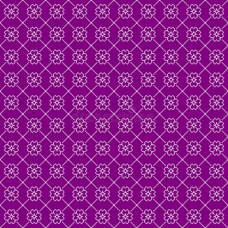 Vector Pixel Art Seamless Pattern of Minimalistic Abstract Blooming ...