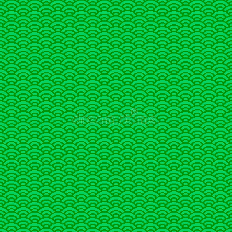 Vector Pixel Art Seamless Pattern of Minimalistic Green Scaly Japanese ...
