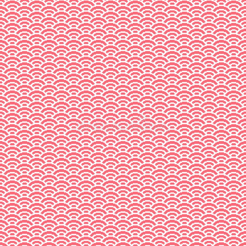 Vector Pixel Art Seamless Pattern of Minimalistic Red or Pink Japanese ...