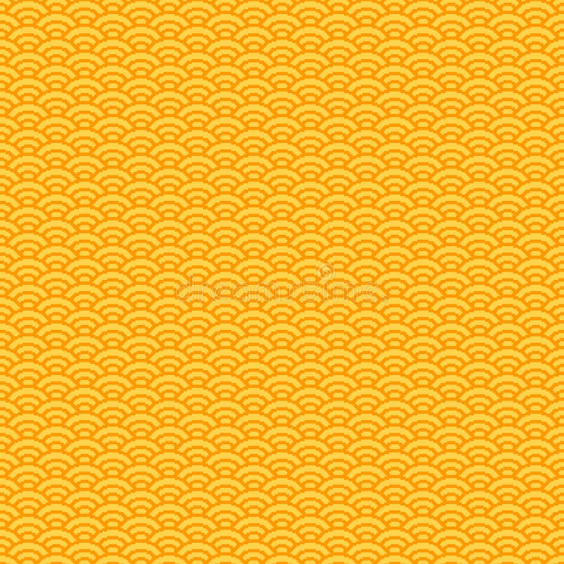 Vector Pixel Art Seamless Pattern of Minimalistic Yellow Scaly Japanese ...