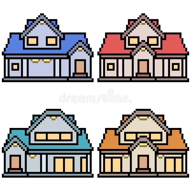 Vector pixel art set house stock vector. Illustration of window - 102308726