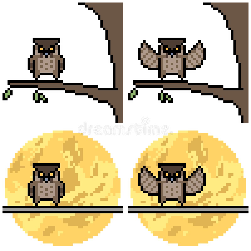 Vector pixel art set owl stock vector. Illustration of rectangle ...
