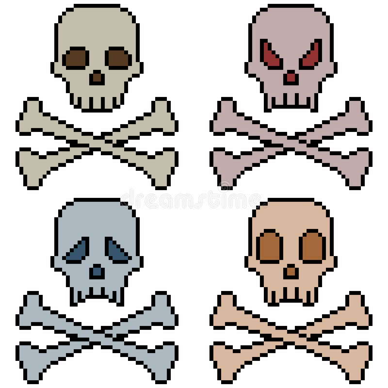Pixel Skull And Crossbones Icon. Vector Illustration Stock Vector ...