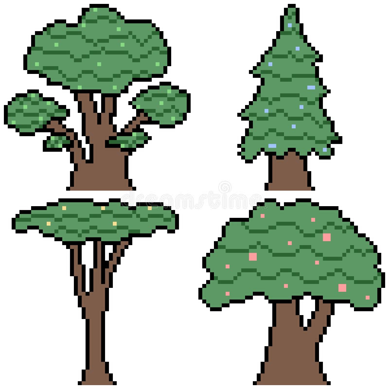 Set Green Pixel Tree Stock Illustrations – 598 Set Green Pixel Tree ...