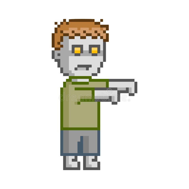 Vector Pixel Art Set Zombie for Game Stock Illustration - Illustration ...