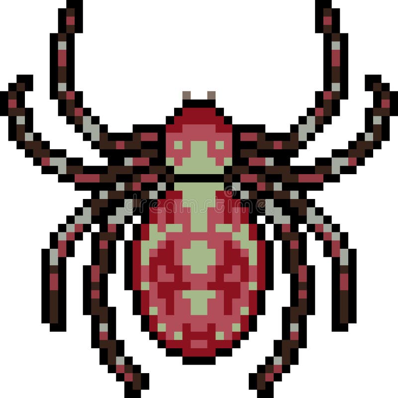 Vector pixel art spider stock vector. Illustration of poison - 111856094