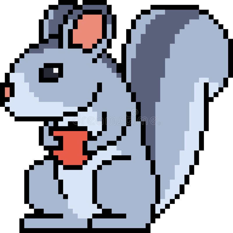 Vector pixel art squirrel stock vector. Illustration of white - 93338952