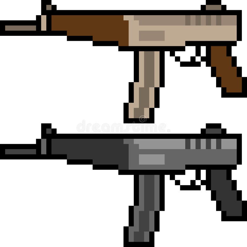 Vector Pixel Art Submachine Gun Stock Vector - Illustration of isolated ...