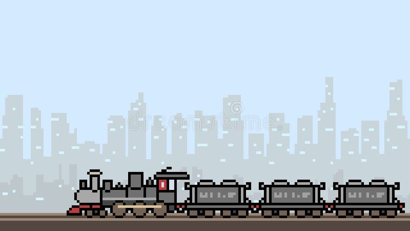 Vector Pixel Art Train City Stock Vector - Illustration of building ...