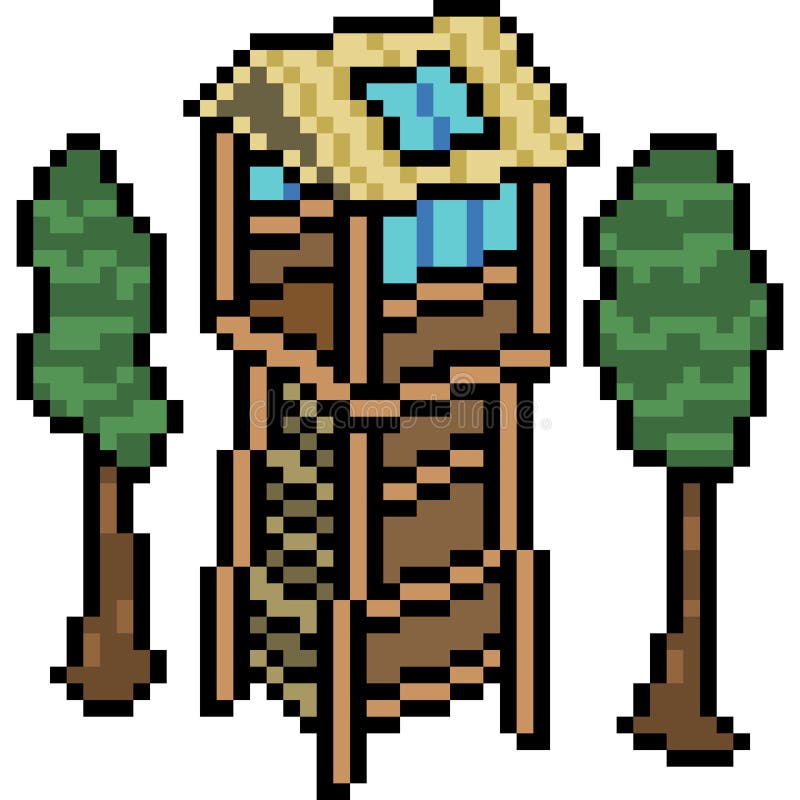 Vector Pixel Art Tree House Stock Vector - Illustration of play, vector ...