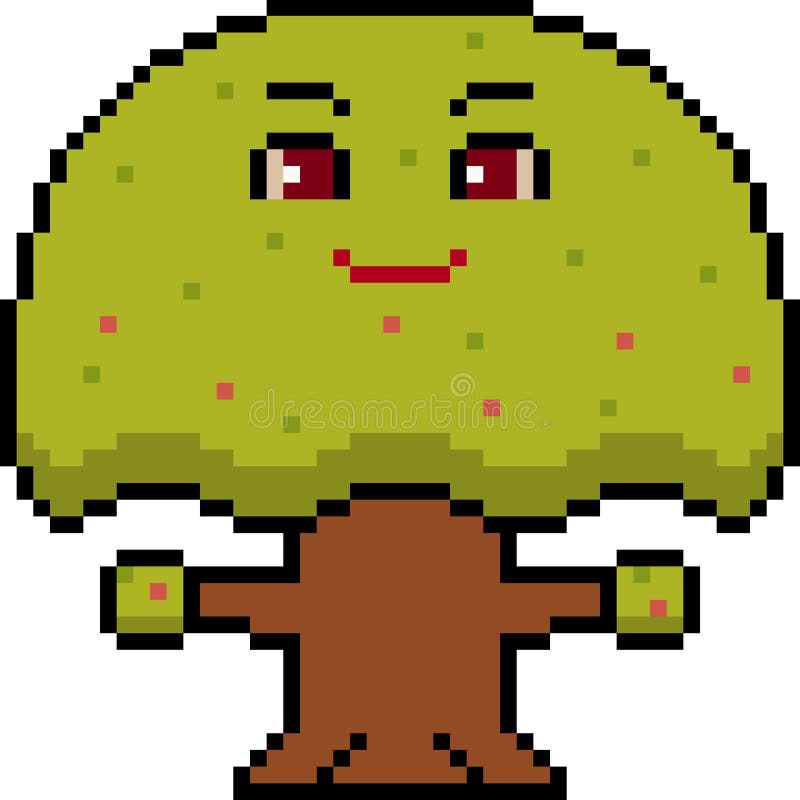 Vector pixel art tree stock vector. Illustration of isolated - 102309398