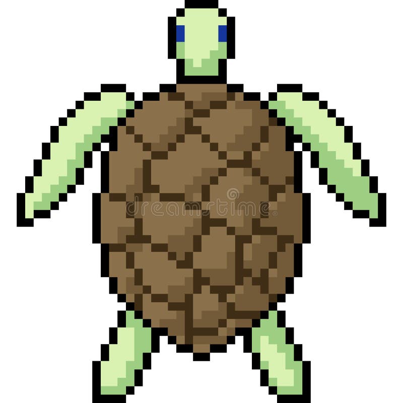 Vector Pixel Art Turtle Stand Back Stock Vector - Illustration of ...