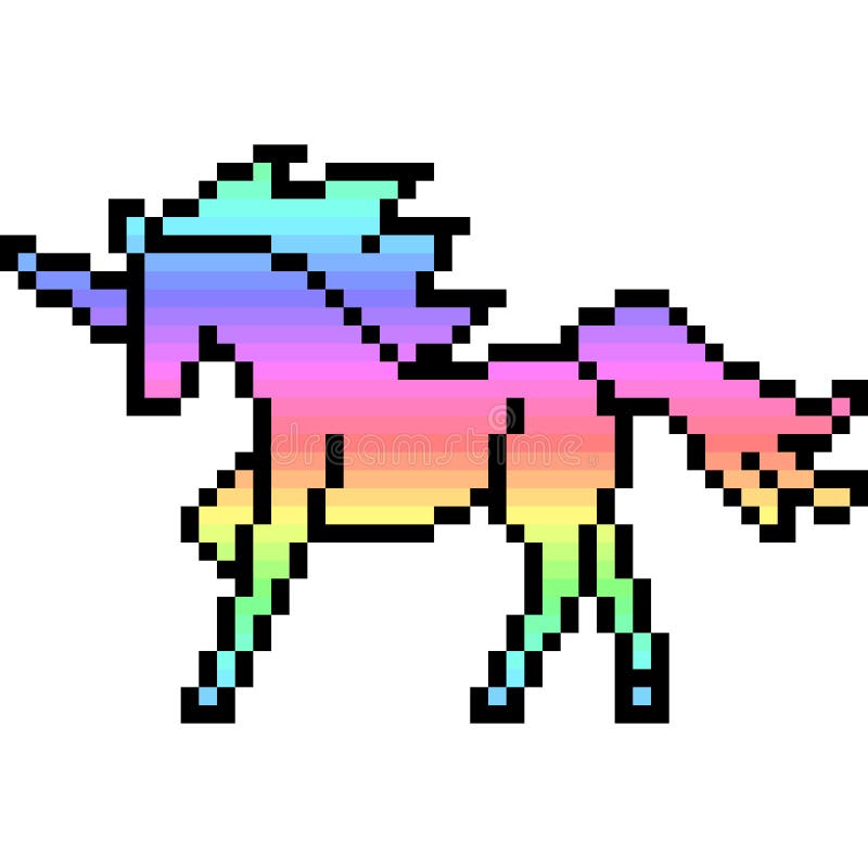 Vector pixel art unicorn stock vector. Illustration of side - 102308851