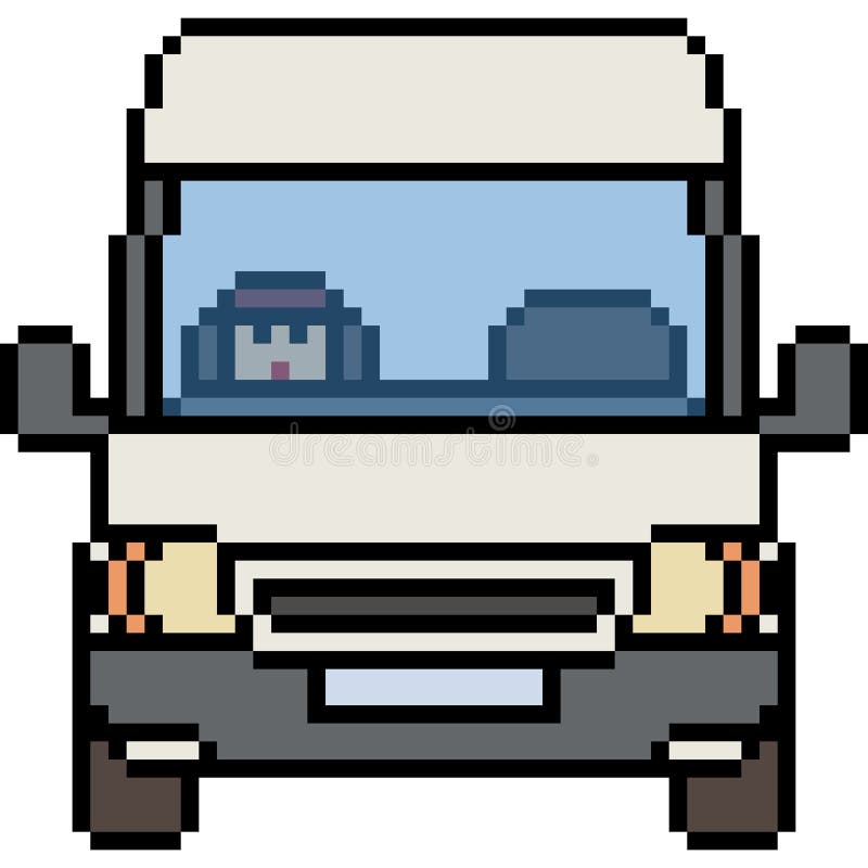 Vector pixel art van front stock vector. Illustration of street - 102308945