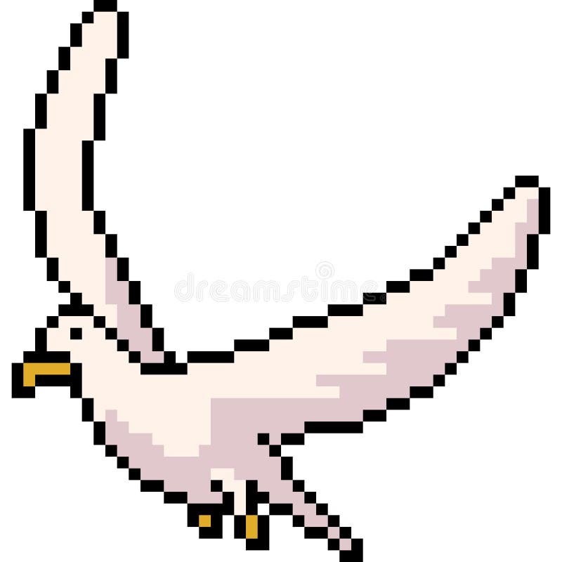 Vector Pixel Art White Bird Stock Vector - Illustration of icon, pixel ...