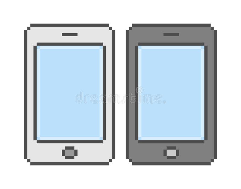 Vector Pixel Art White and Black Smartphone Stock Illustration ...