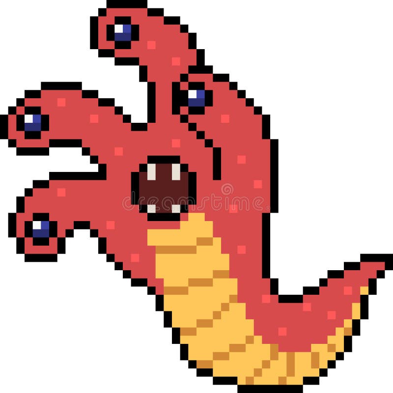 Vector Pixel Art Worm Monster Stock Vector - Illustration of cute ...