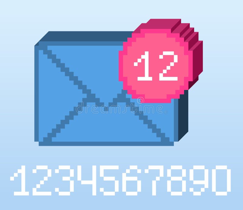 3d mail pixel icon stock illustration. Illustration of mail - 20382986