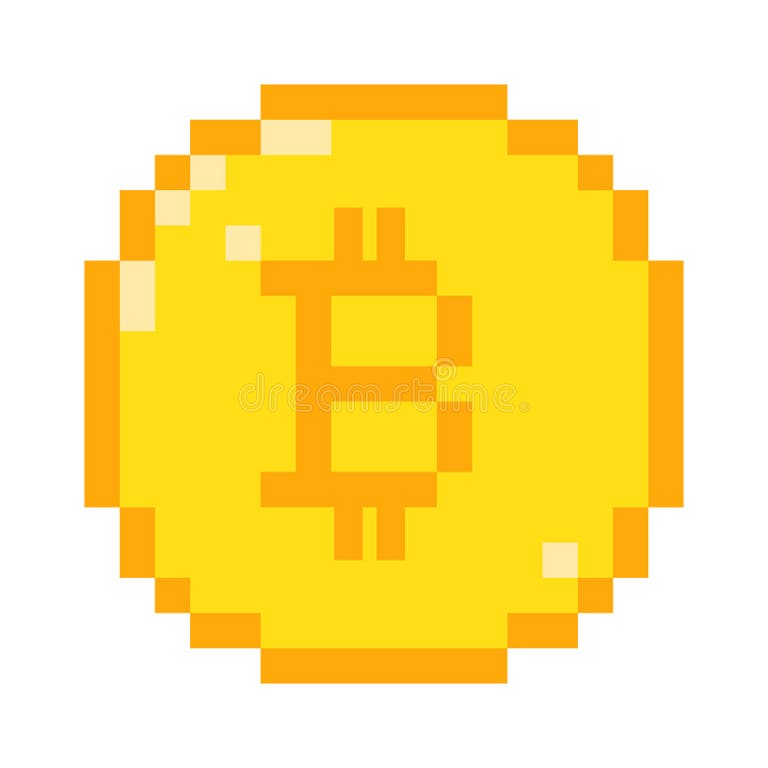 Vector pixel bitcoin icon stock illustration. Illustration of game ...