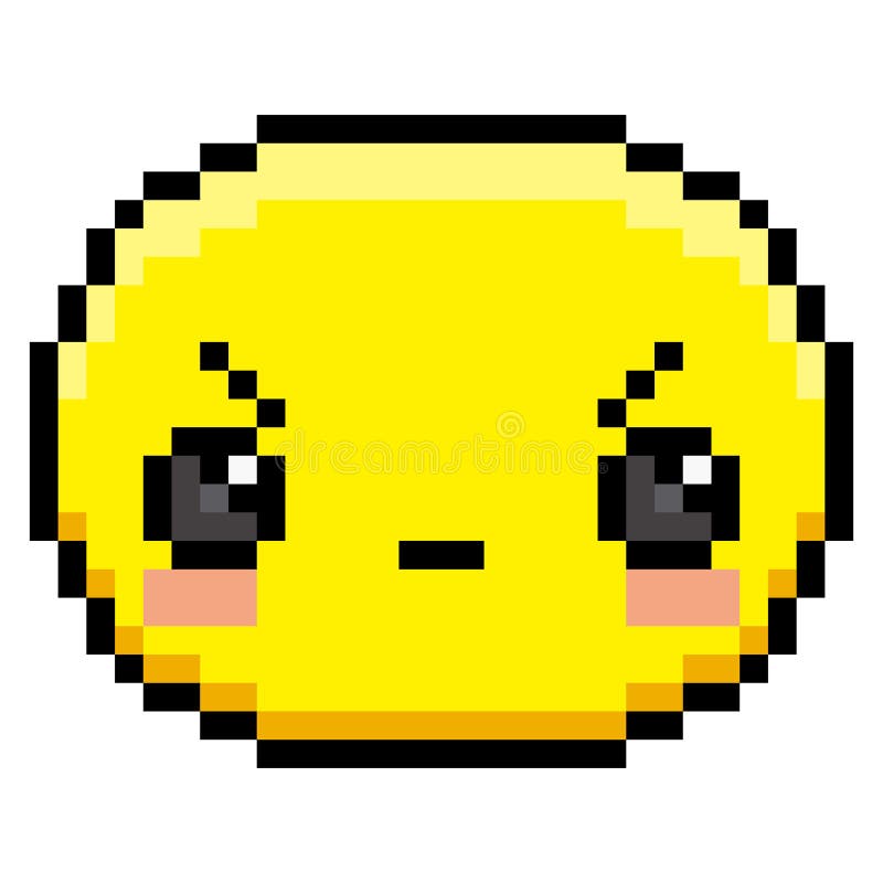 Pixel Cartoon Angry Face stock illustration. Illustration of emoticon ...