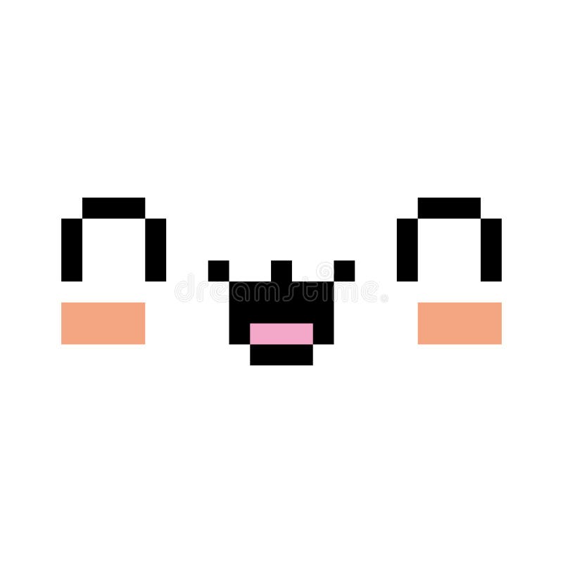 Pixel Cartoon Happy Face stock illustration. Illustration of funny ...
