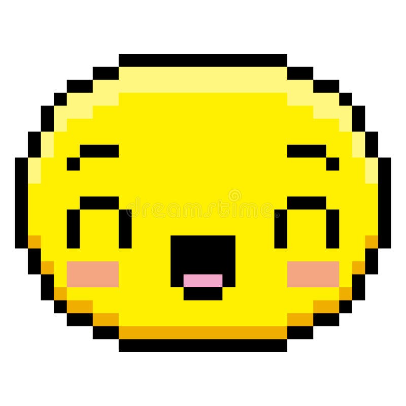 Pixel Cartoon Happy Face stock illustration. Illustration of emoticon ...