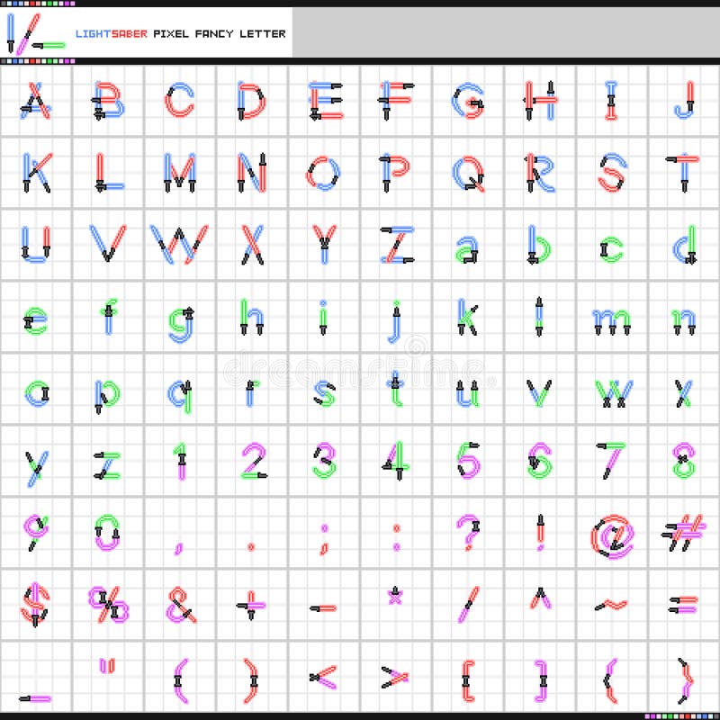 Vector Pixel Fancy Letter Lightsaber Stock Vector - Illustration of ...