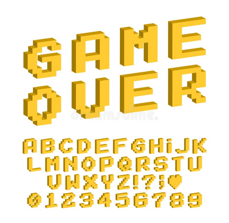 Vector Pixel Font 8 and 16 Bit Vintage Style. Stock Vector ...