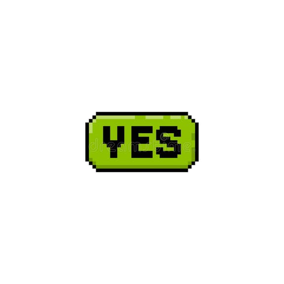 Vector Pixel Icon of Green Button with Text, Yes. Arcade Game. Stock ...