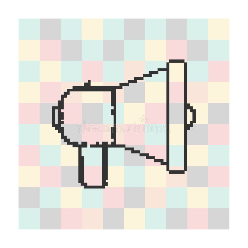 Vector Flat Pixel Art Megaphone Icon . Stock Vector - Illustration of ...