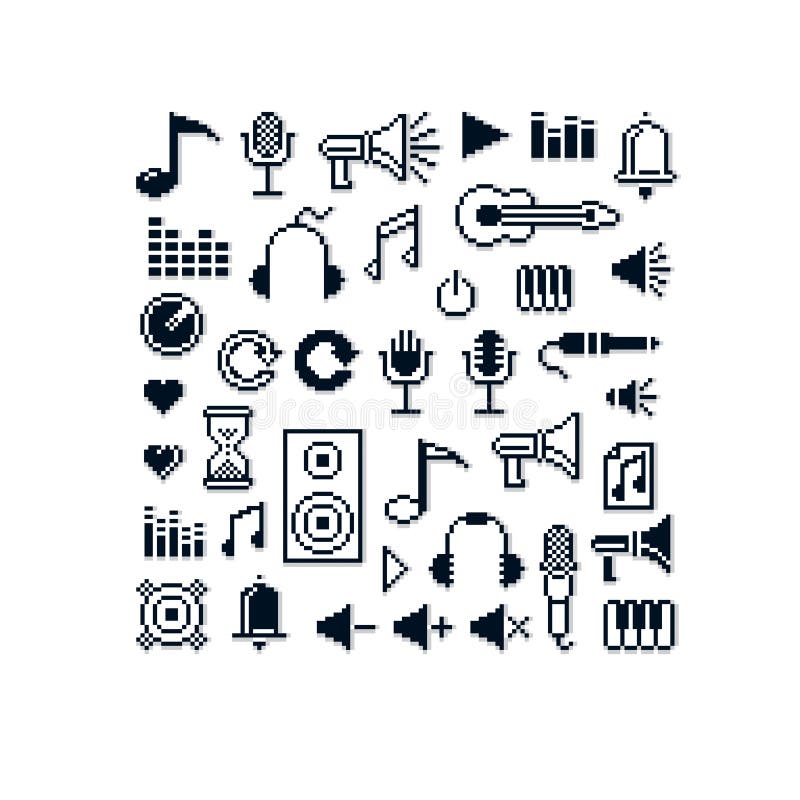 Pixel music stock vector. Illustration of icon, music - 33812288